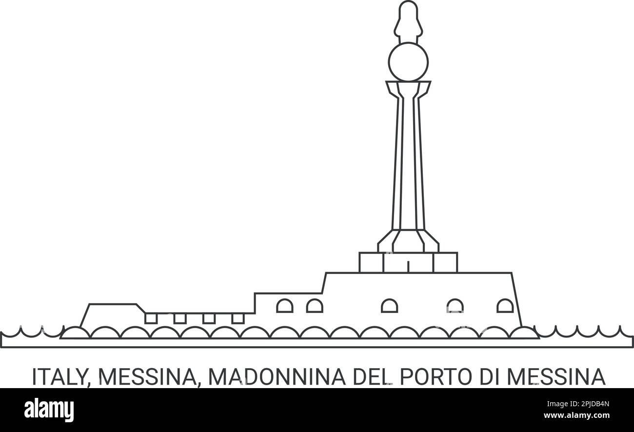 Italy, Messina, Madonnina Del Porto Di Messina travel landmark vector ...