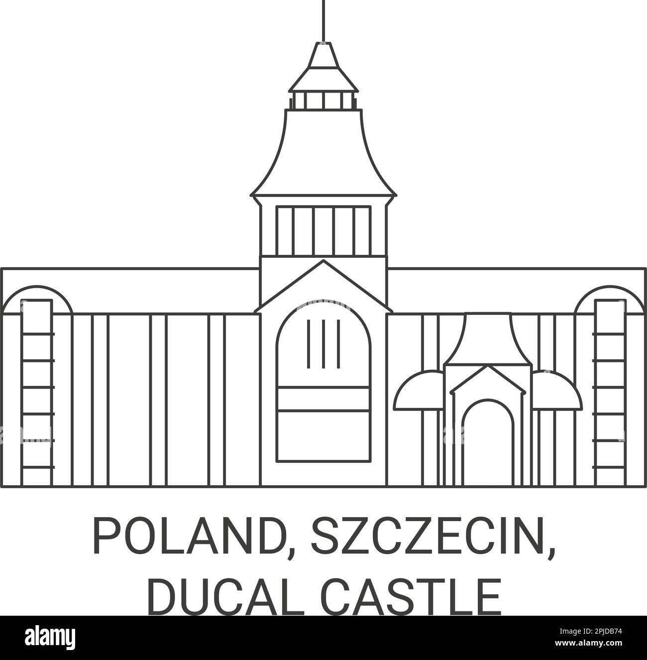Poland, Szczecin, Ducal Castle travel landmark vector illustration ...