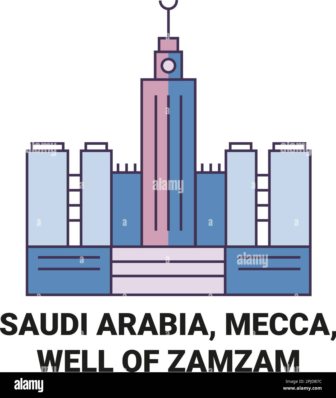 Saudi Arabia, Mecca, Well Of Zamzam travel landmark vector illustration ...