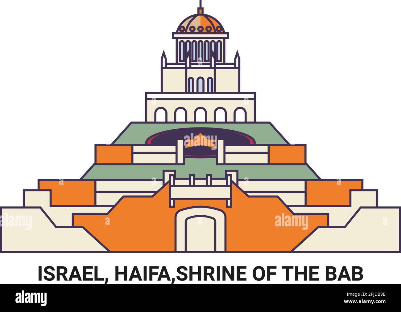 Israel, Haifa,Shrine Of The Bab travel landmark vector illustration ...