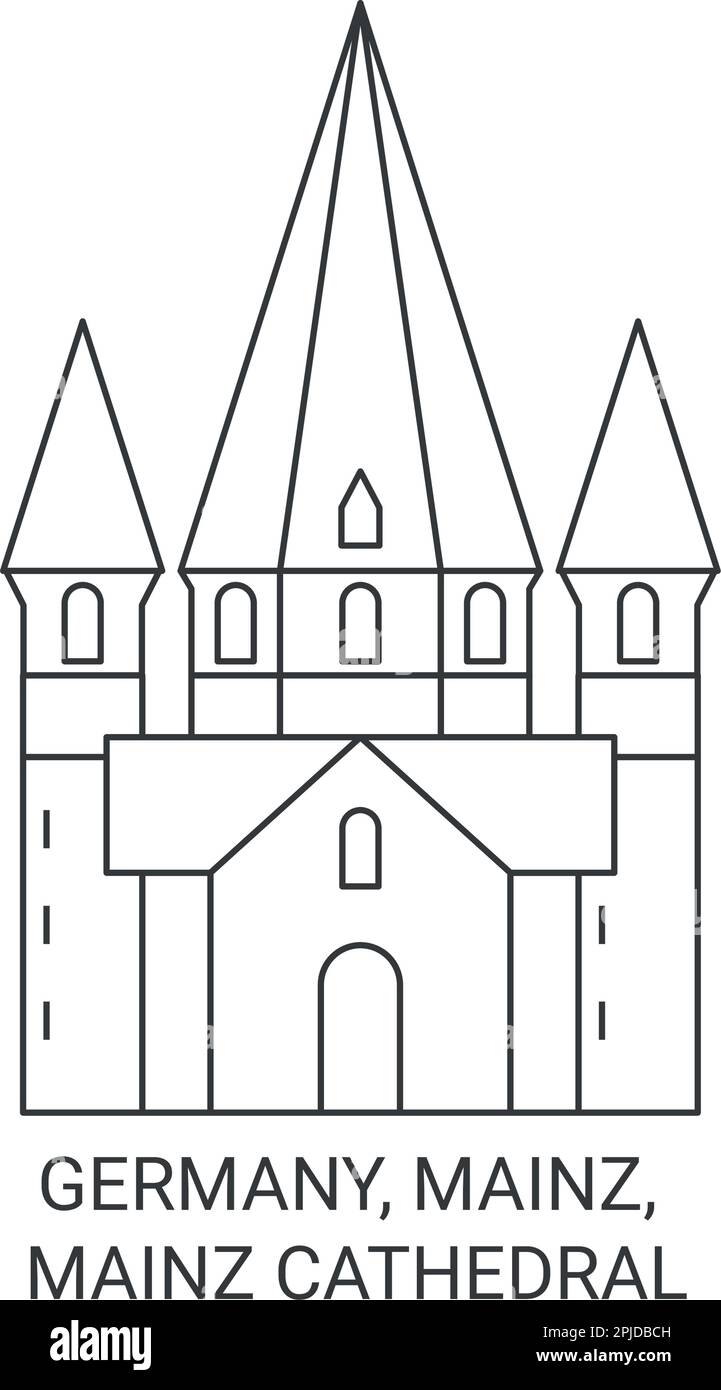 Germany, Mainz, Mainz Cathedral travel landmark vector illustration ...