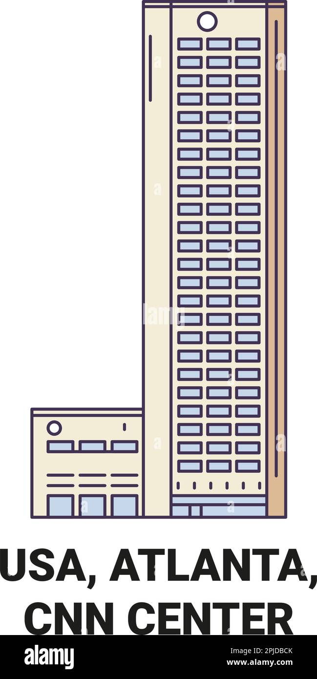 Usa, Atlanta, Cnn Center travel landmark vector illustration Stock ...