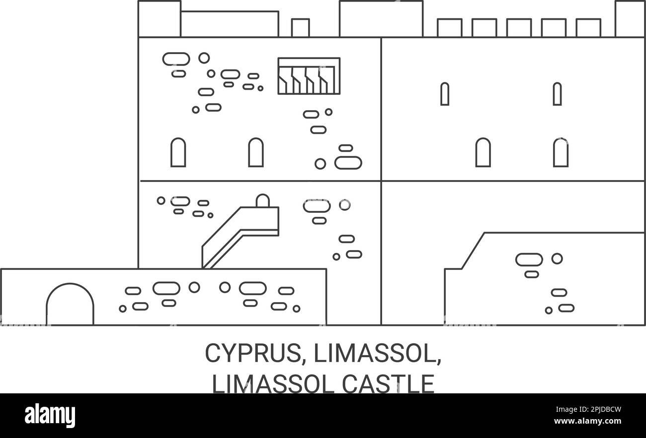 Cyprus, Limassol, Limassol Castle travel landmark vector illustration ...