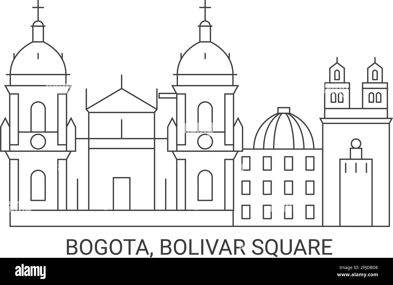 Columbia, Bogota, Bolivar Square travel landmark vector illustration ... Columbia, Bogota, Bolivar Square travel landmark vector illustration ...