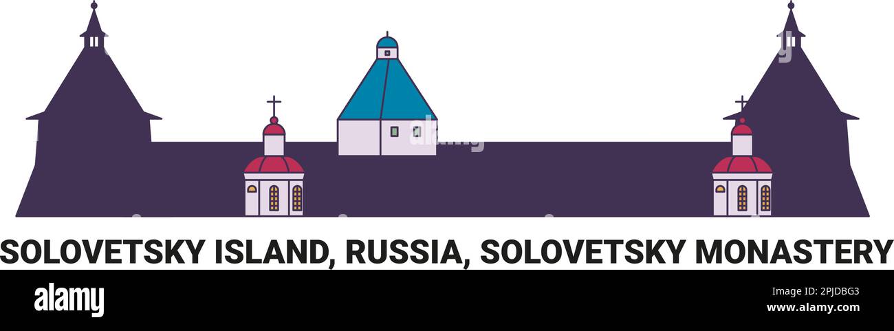 Russia, Solovetsky Island, Solovetsky Monastery, travel landmark vector ...