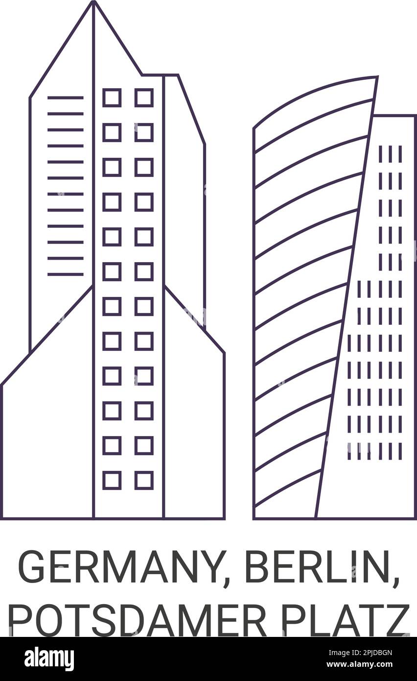 Germany, Berlin, Potsdamer Platz travel landmark vector illustration ...