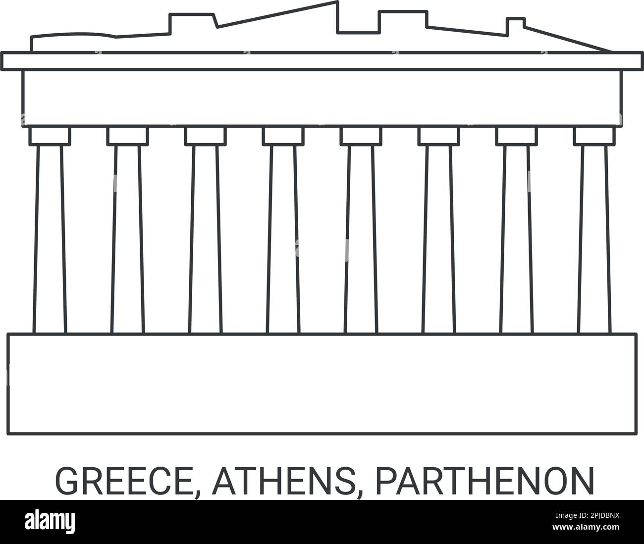 Greece Athens Parthenon Travel Landmark Vector Illustration Stock