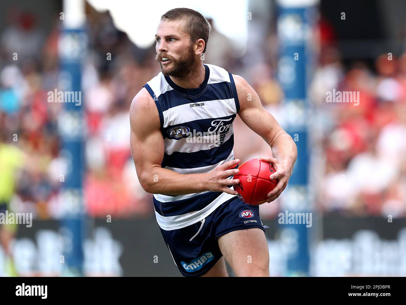 Tom Atkins of the Cats in action during the AFL Round 3 match between ...