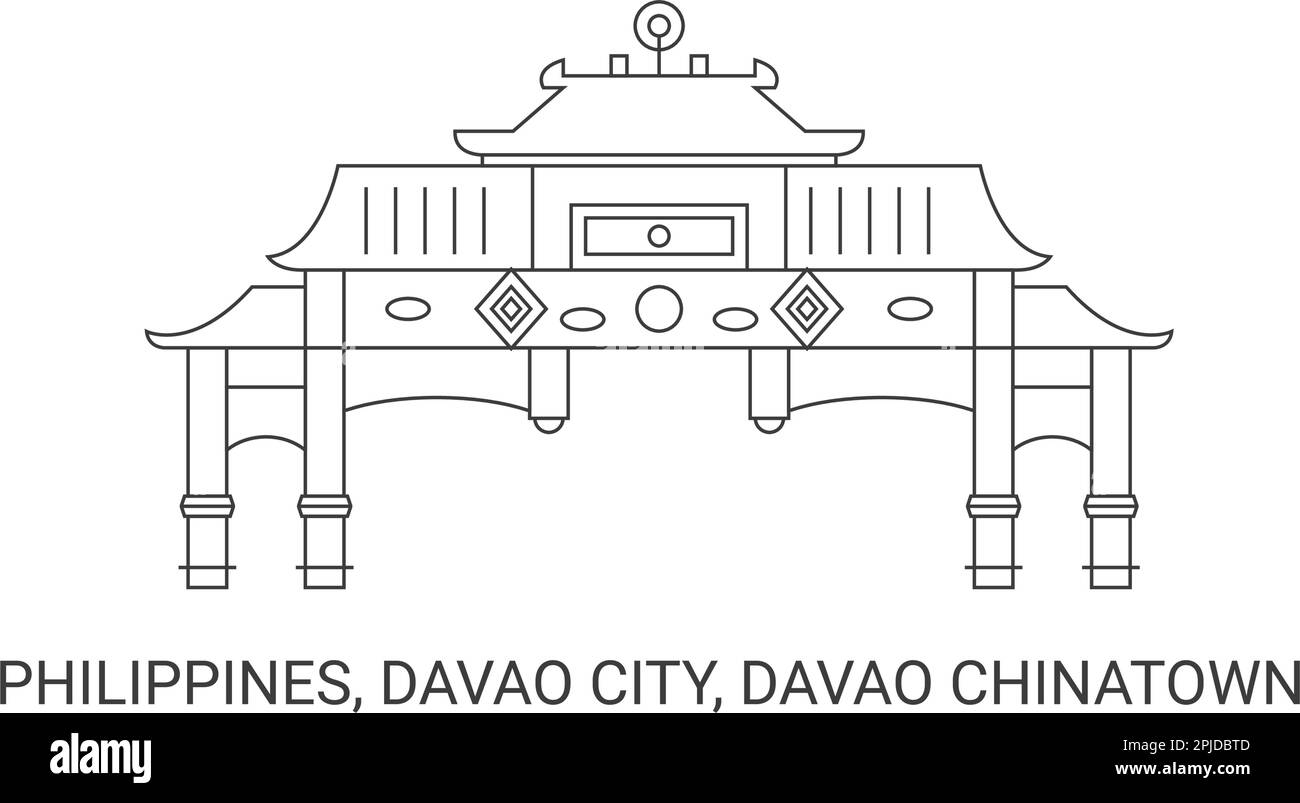 Philippines Davao City Davao Chinatown Travel Landmark Vector