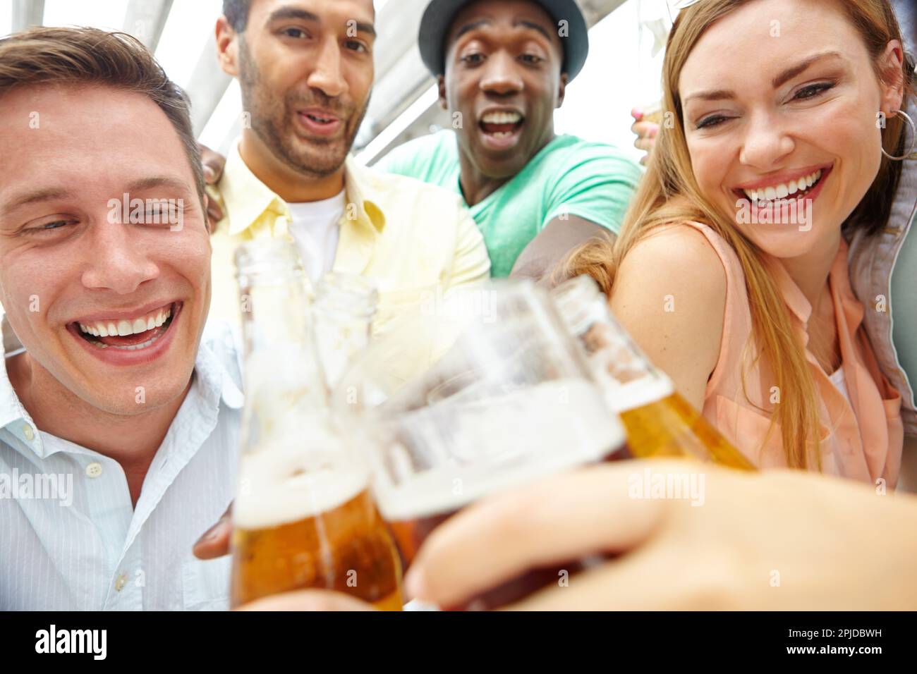 Attractive group friends laugh together hi-res stock photography and ...