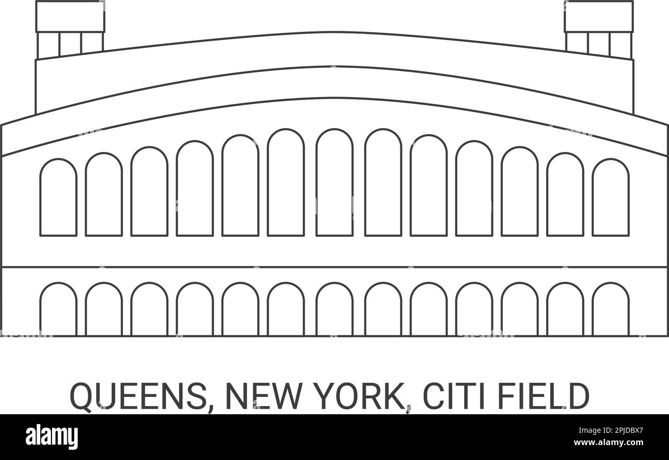 United States, Queens, New York, Citi Field, travel landmark vector ...