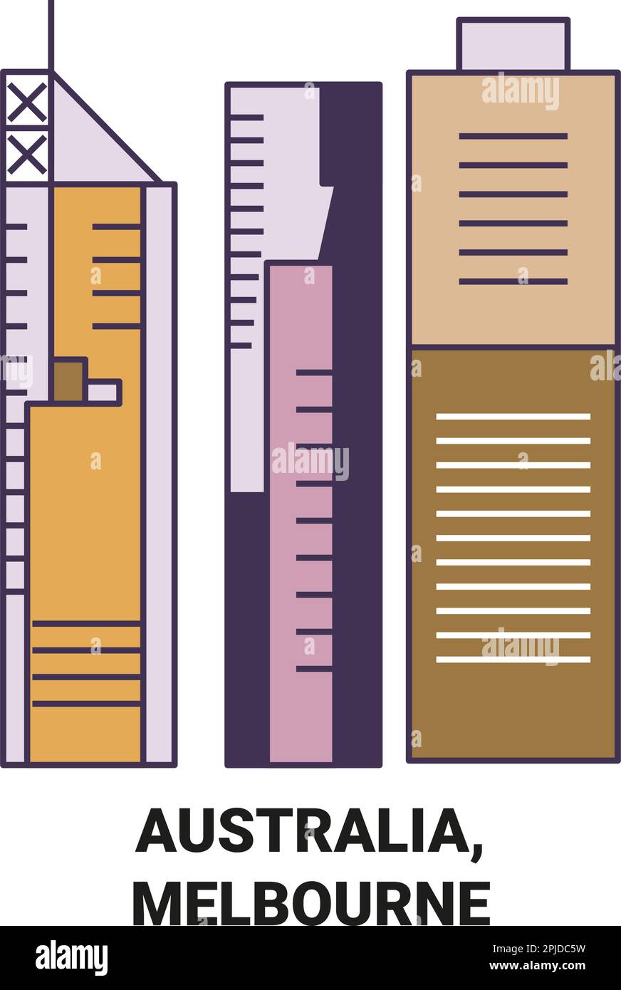 Australia, Melbourne travel landmark vector illustration Stock Vector ...