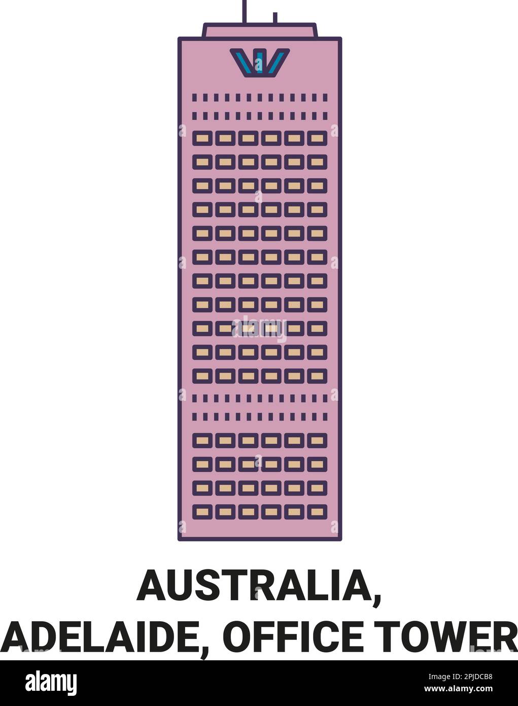 Australia, Adelaide, Office Tower travel landmark vector illustration ...