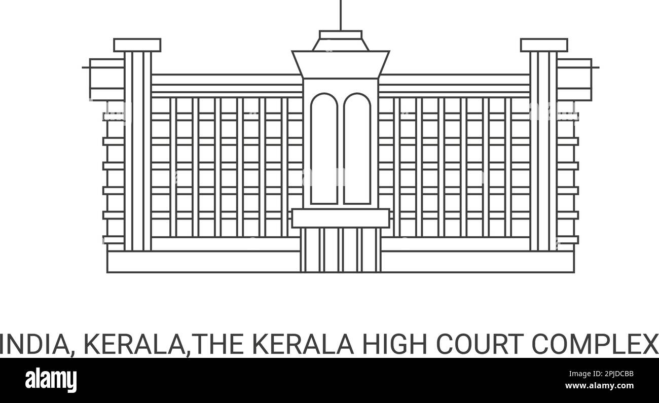 India, Kerala,The Kerala High Court Complex, travel landmark vector ...