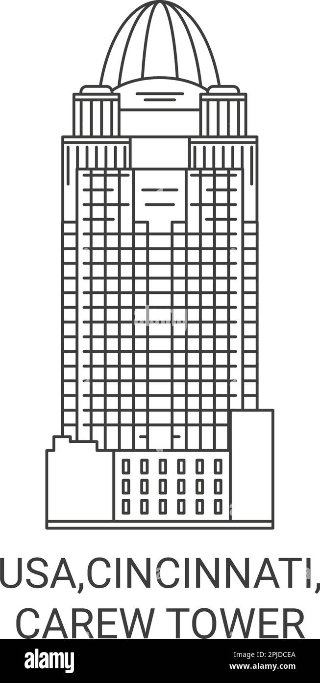 Usa,Cincinnati, Carew Tower travel landmark vector illustration Stock ...