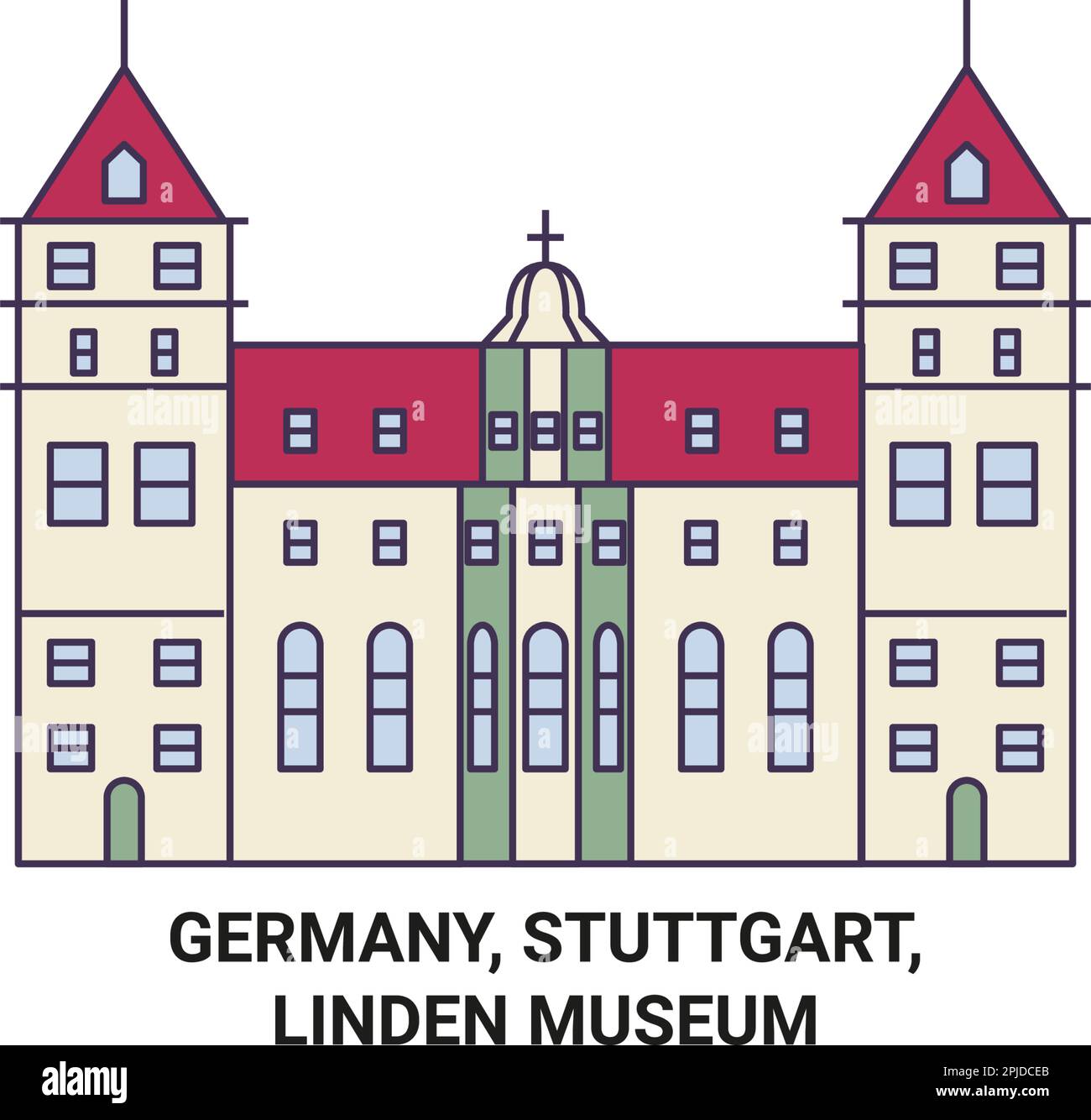 Germany, Stuttgart, Linden Museum travel landmark vector illustration Stock Vector Image & Art ...