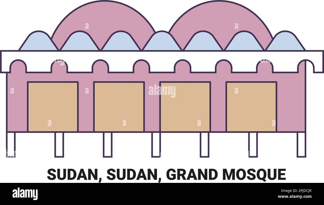 Sudan, Sudan, Grand Mosque, travel landmark vector illustration Stock ...