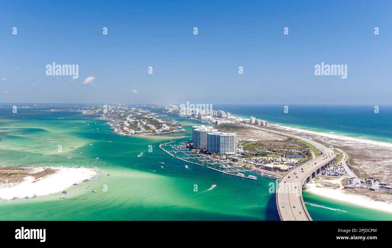 Aerial view of Saint John Bayou and Perdido Pass in Orange Beach ...