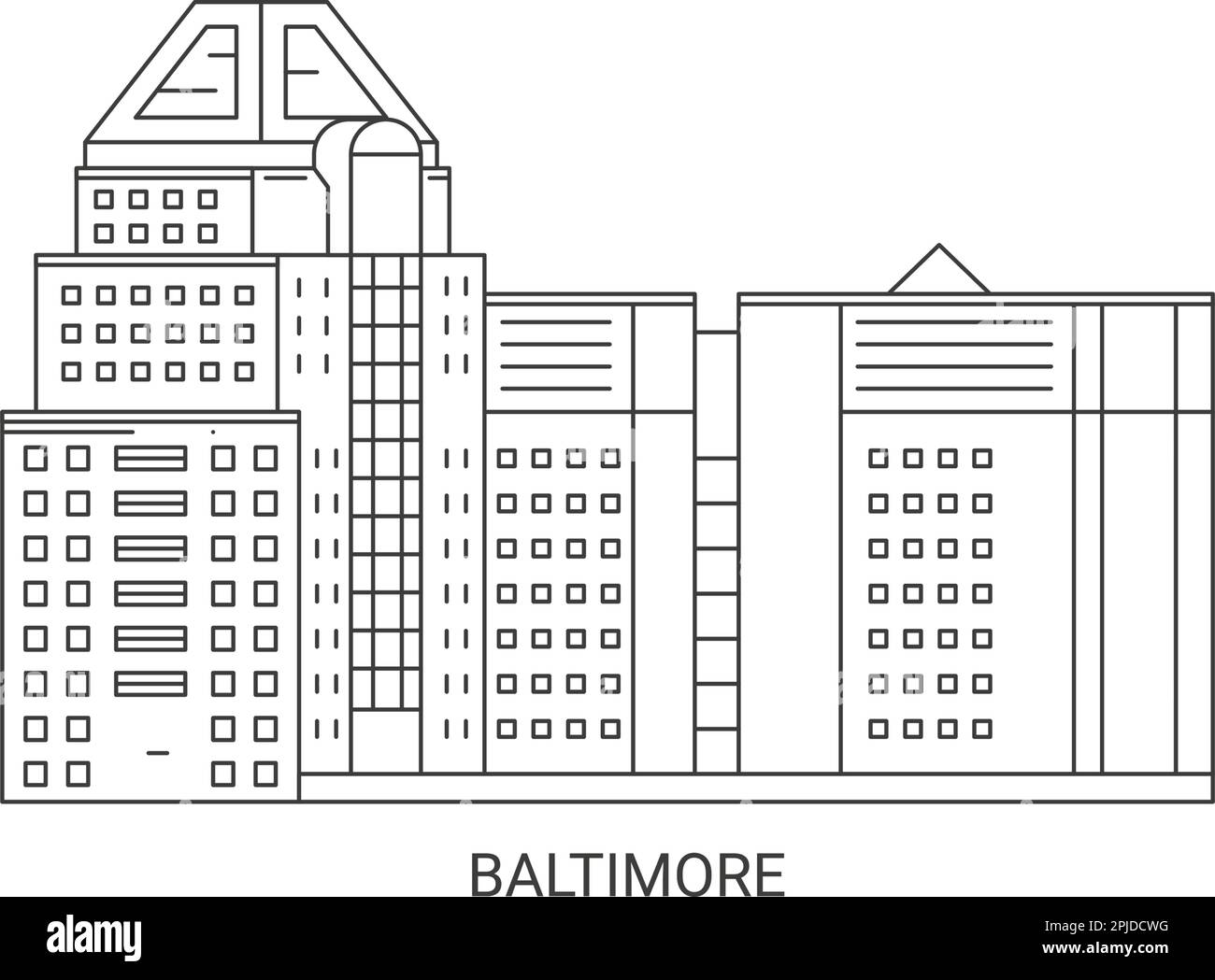 Usa, Baltimore travel landmark vector illustration Stock Vector Image ...