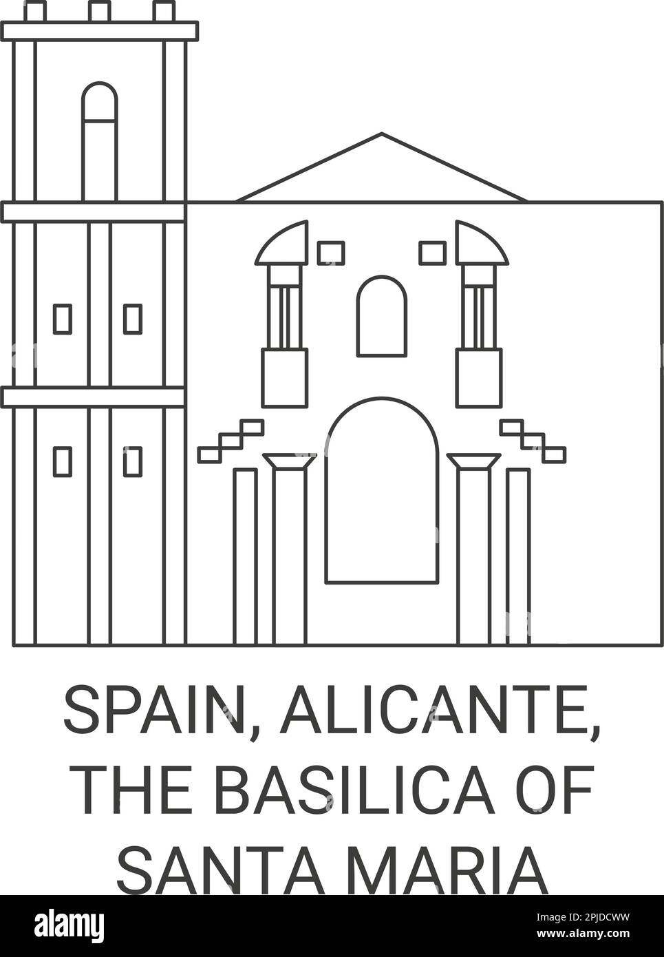 Spain, Alicante, The Basilica Of Santa Maria travel landmark vector ...