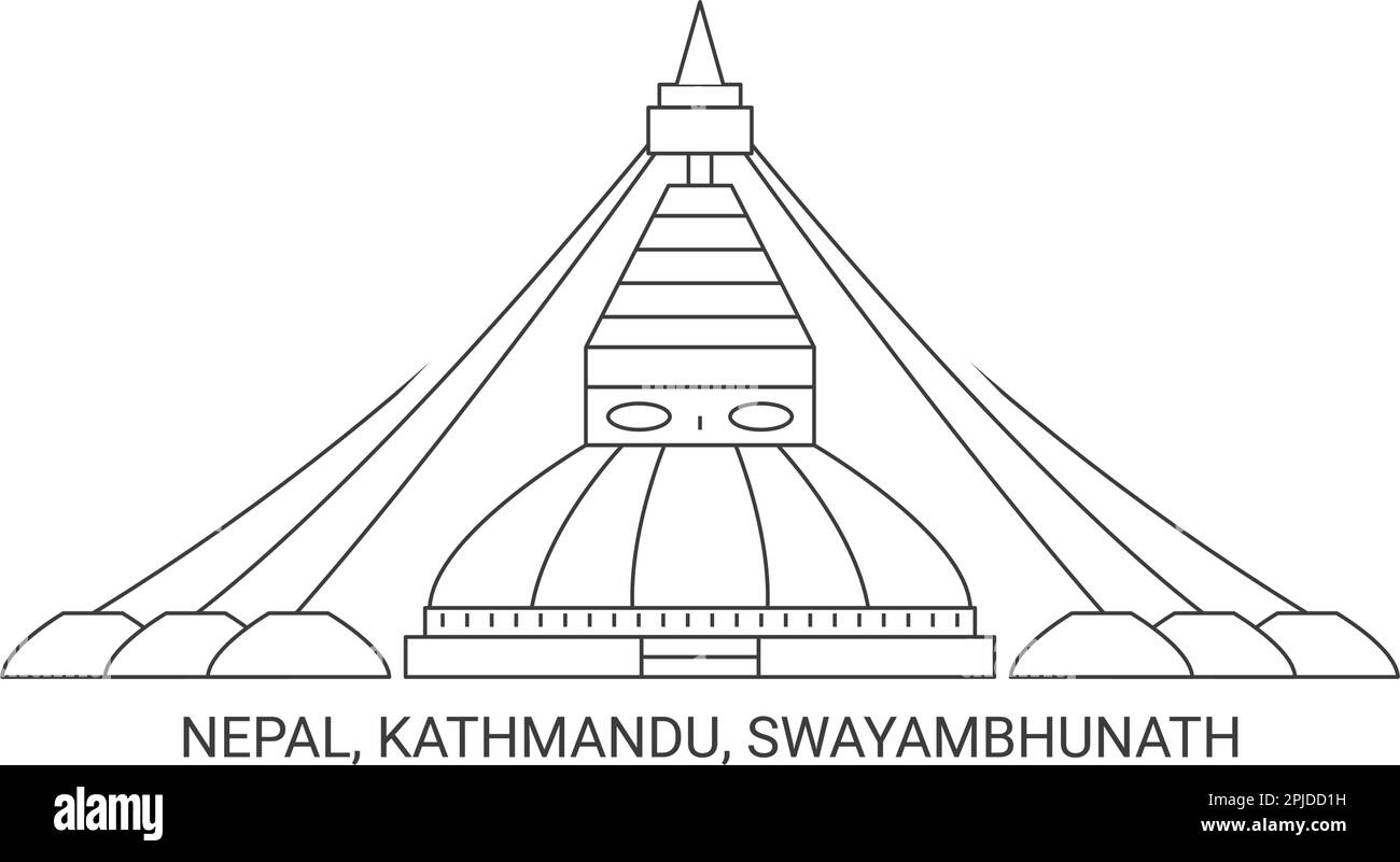 Nepal, Kathmandu, Swayambhunath, travel landmark vector illustration ...