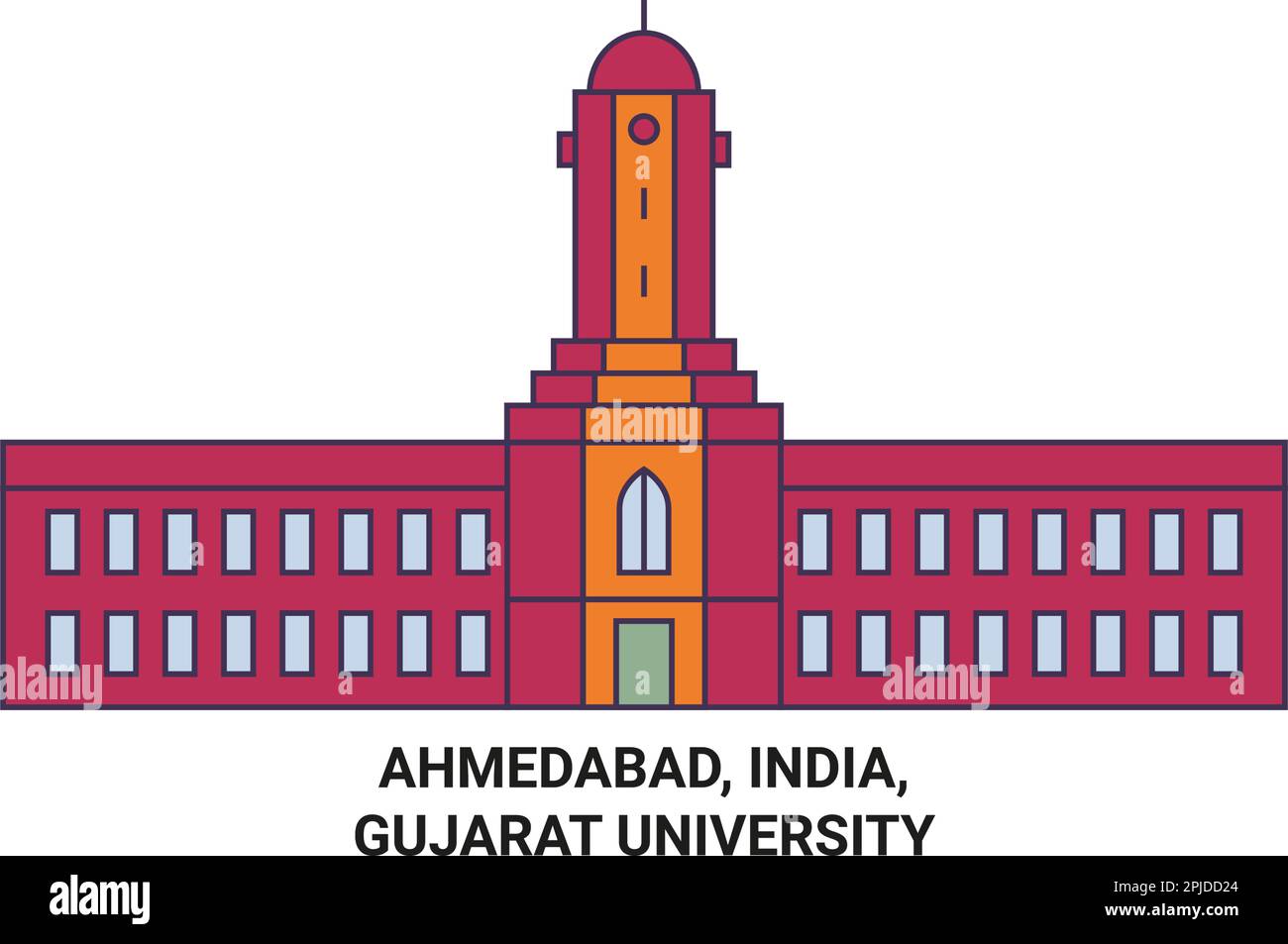 India, Ahmedabad, Gujarat University travel landmark vector ...