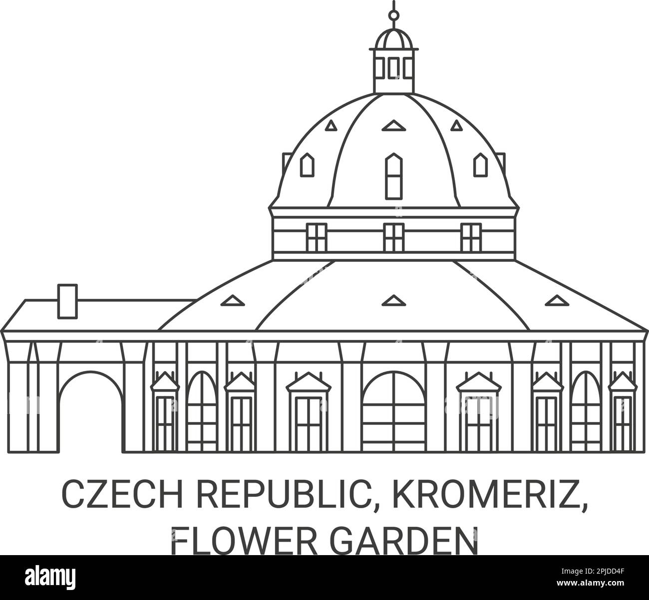 Czech Republic, Kromeriz, Flower Garden travel landmark vector ...
