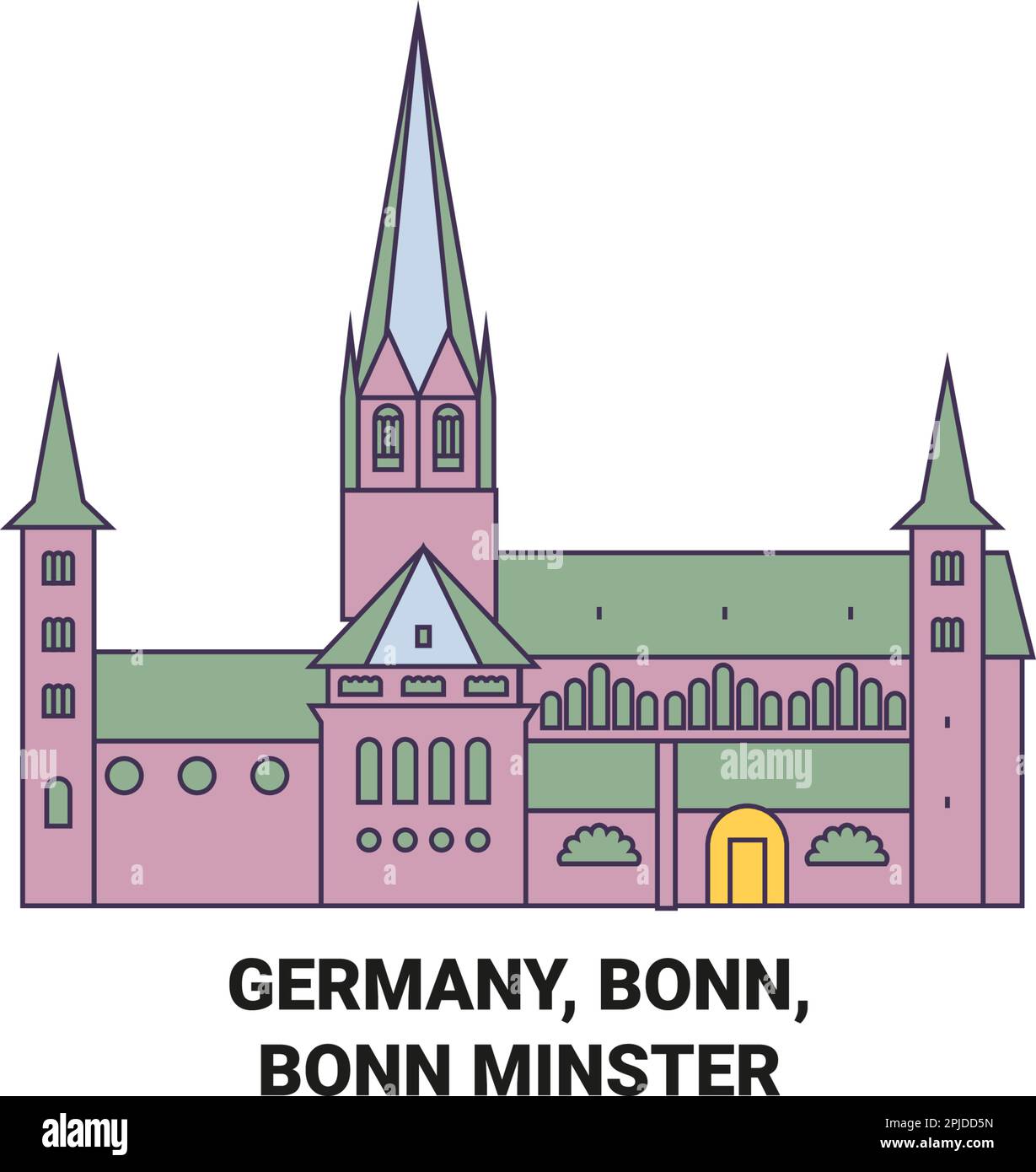 Germany, Bonn, Bonn Minster travel landmark vector illustration Stock ...