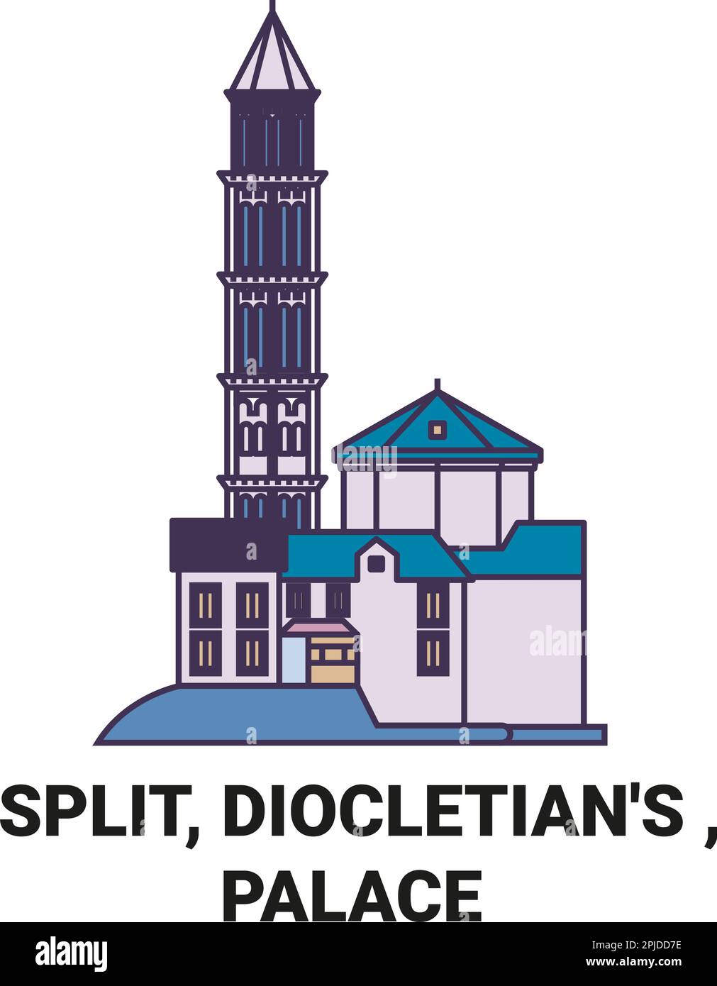 Croatia, Split, Diocletian's , Palace travel landmark vector ...