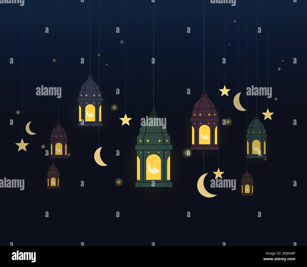 Islamic lanterns design. A set of elements for wishing cultural ...
