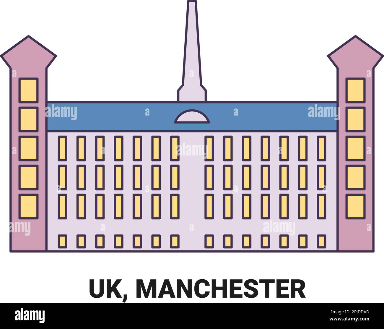 England, Manchester travel landmark vector illustration Stock Vector ...