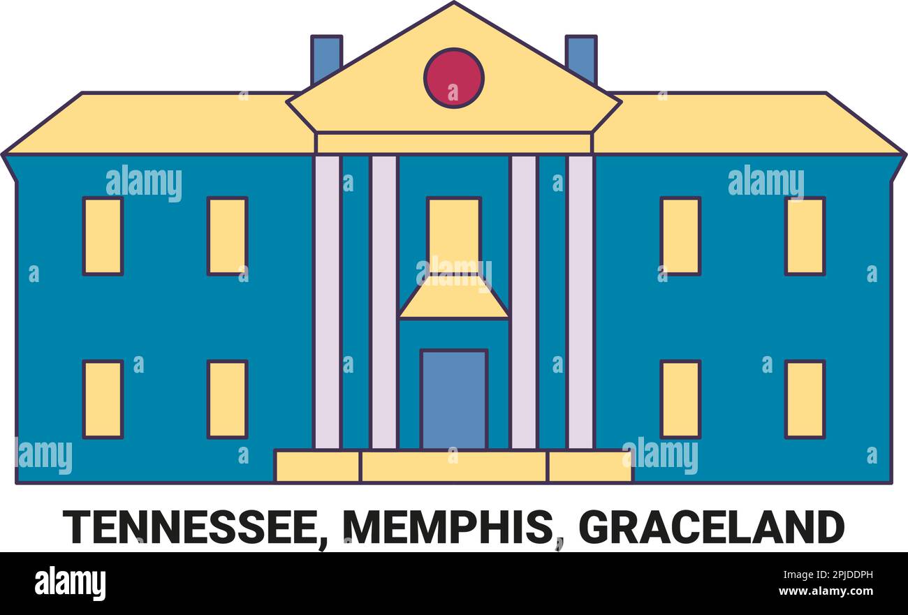 United States, Tennessee, Memphis, Graceland, travel landmark vector ...