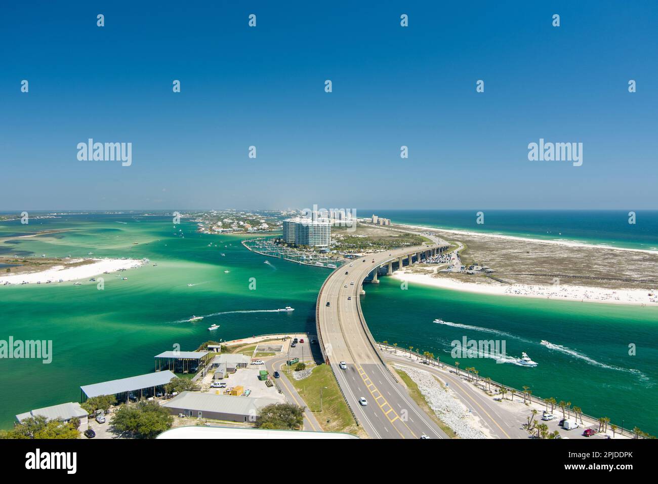 Aerial view of Saint John Bayou and Perdido Pass in Orange Beach ...