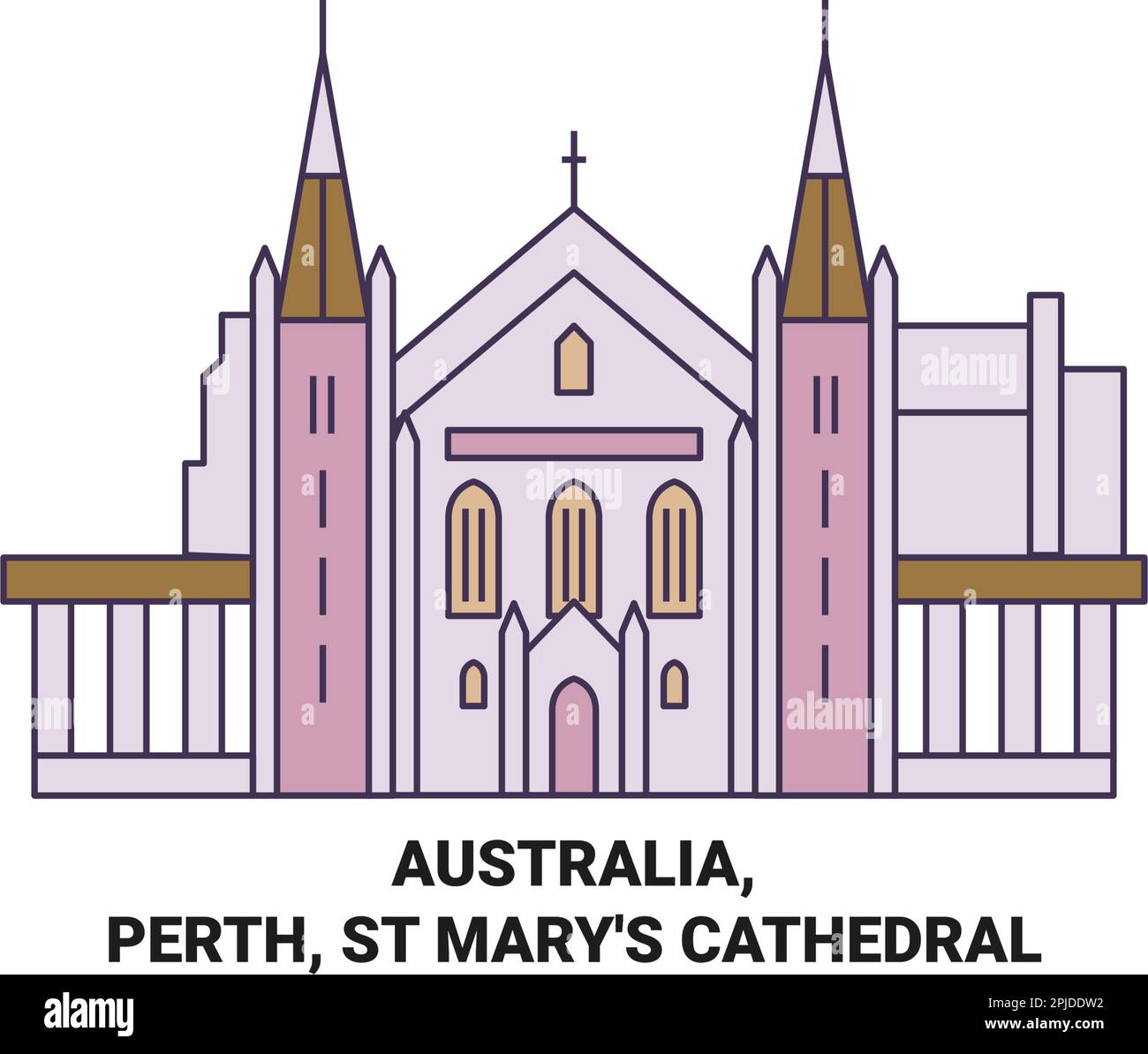 Australia, Perth, St Mary's Cathedral travel landmark vector ...