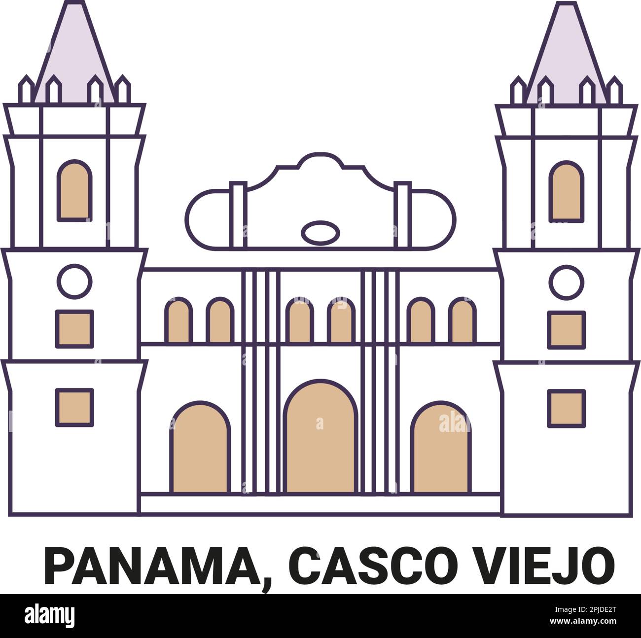 Panama, Casco Viejo, travel landmark vector illustration Stock Vector ...