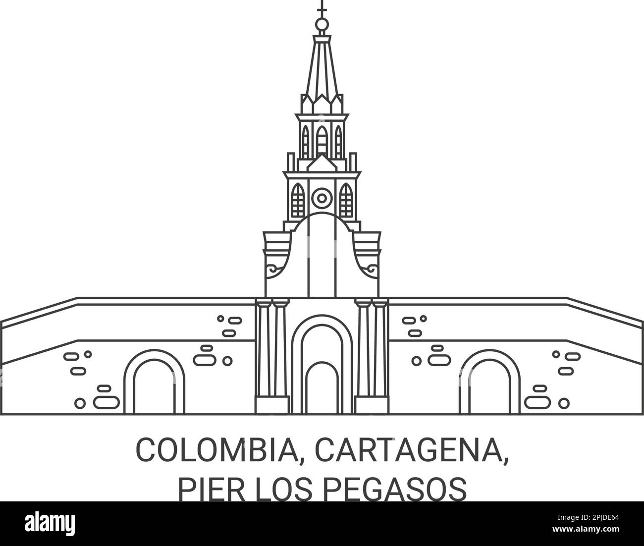 Colombia, Cartagena, Pier Los Pegasos travel landmark vector ...