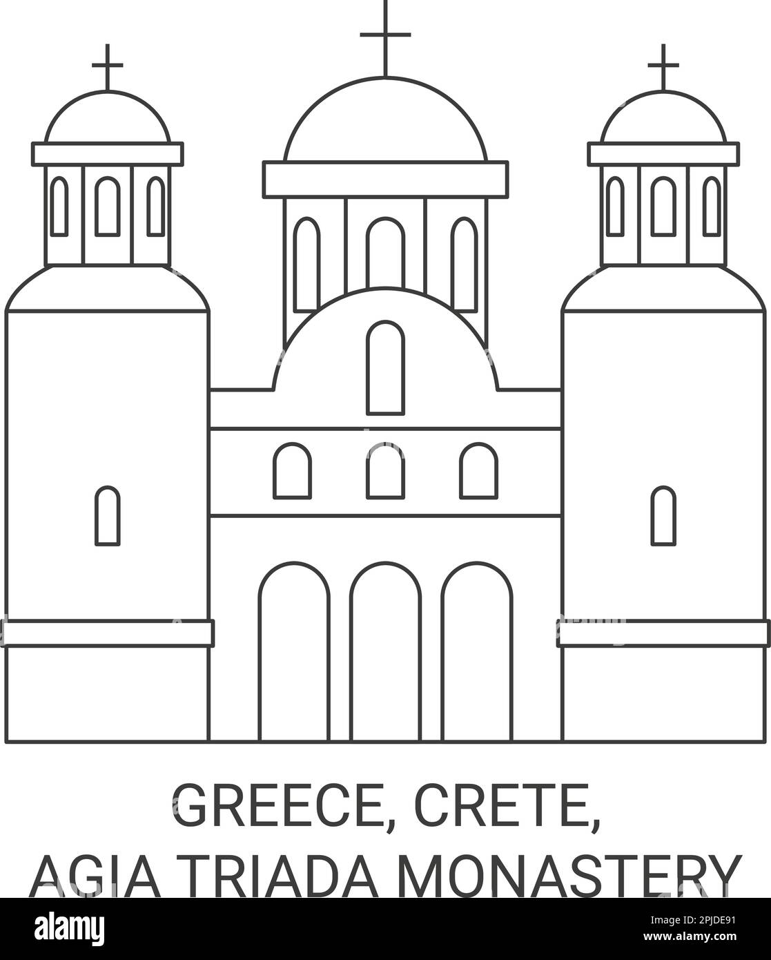 Greece, Crete, Agia Triada Monastery travel landmark vector ...