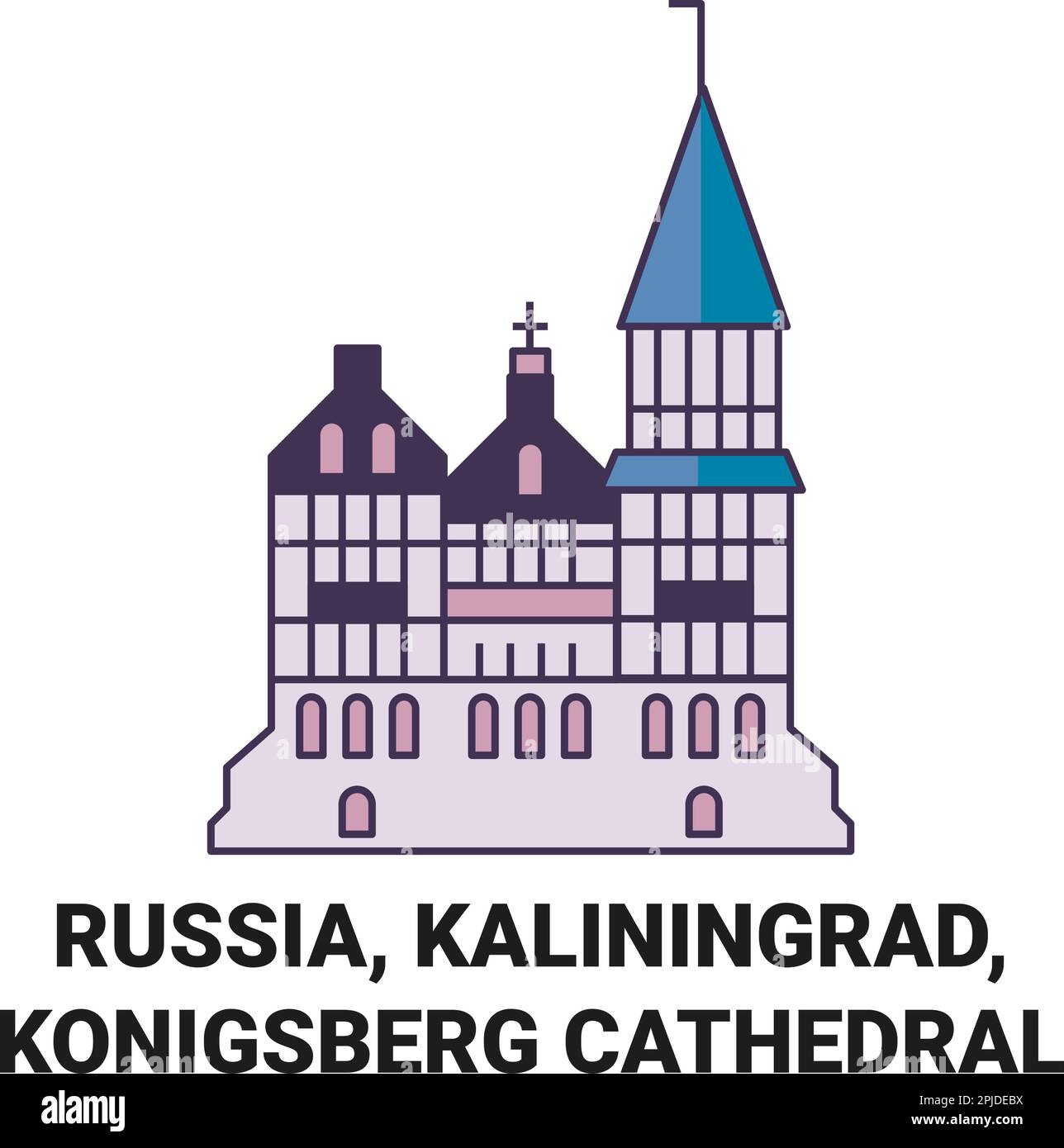 Russia, Kaliningrad, Konigsberg Cathedral travel landmark vector ...