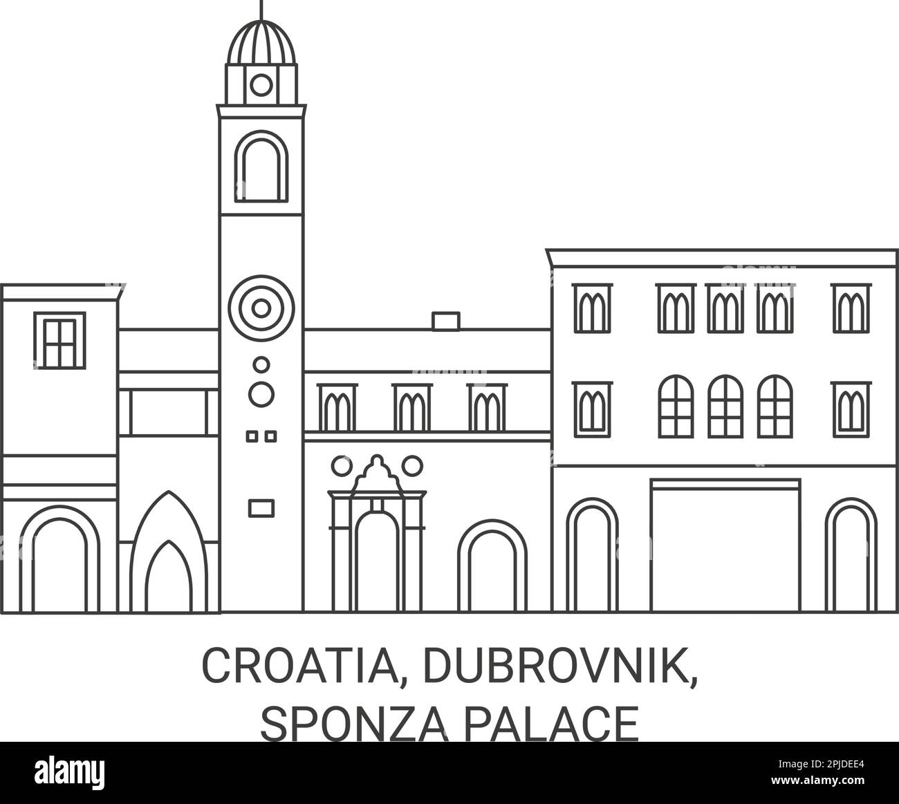 Croatia, Dubrovnik, Sponza Palace travel landmark vector illustration ...