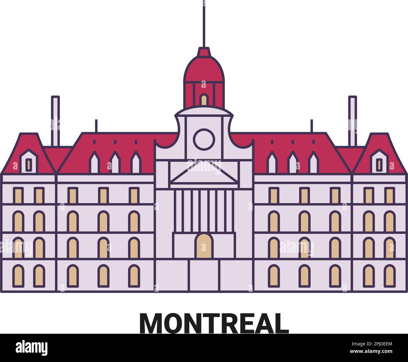 Canada, Montreal travel landmark vector illustration Stock Vector Image ...