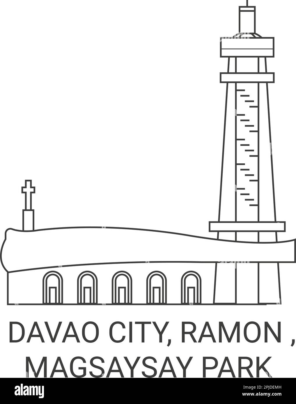 Philippines, Davao City, Ramon , Magsaysay Park travel landmark vector ...