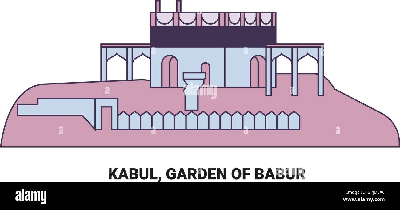 Afghanistan, Kabul, Garden Of Babur, travel landmark vector ...