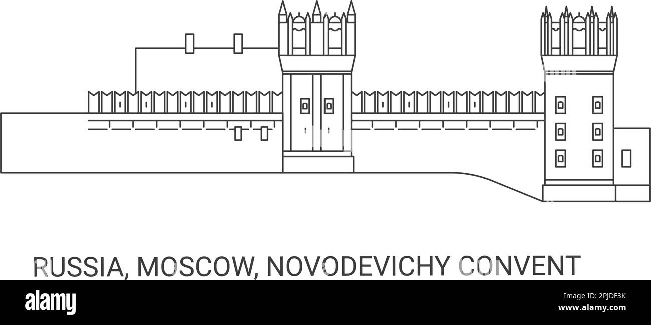 Russia, Moscow, Novodevichy Convent travel landmark vector illustration ...