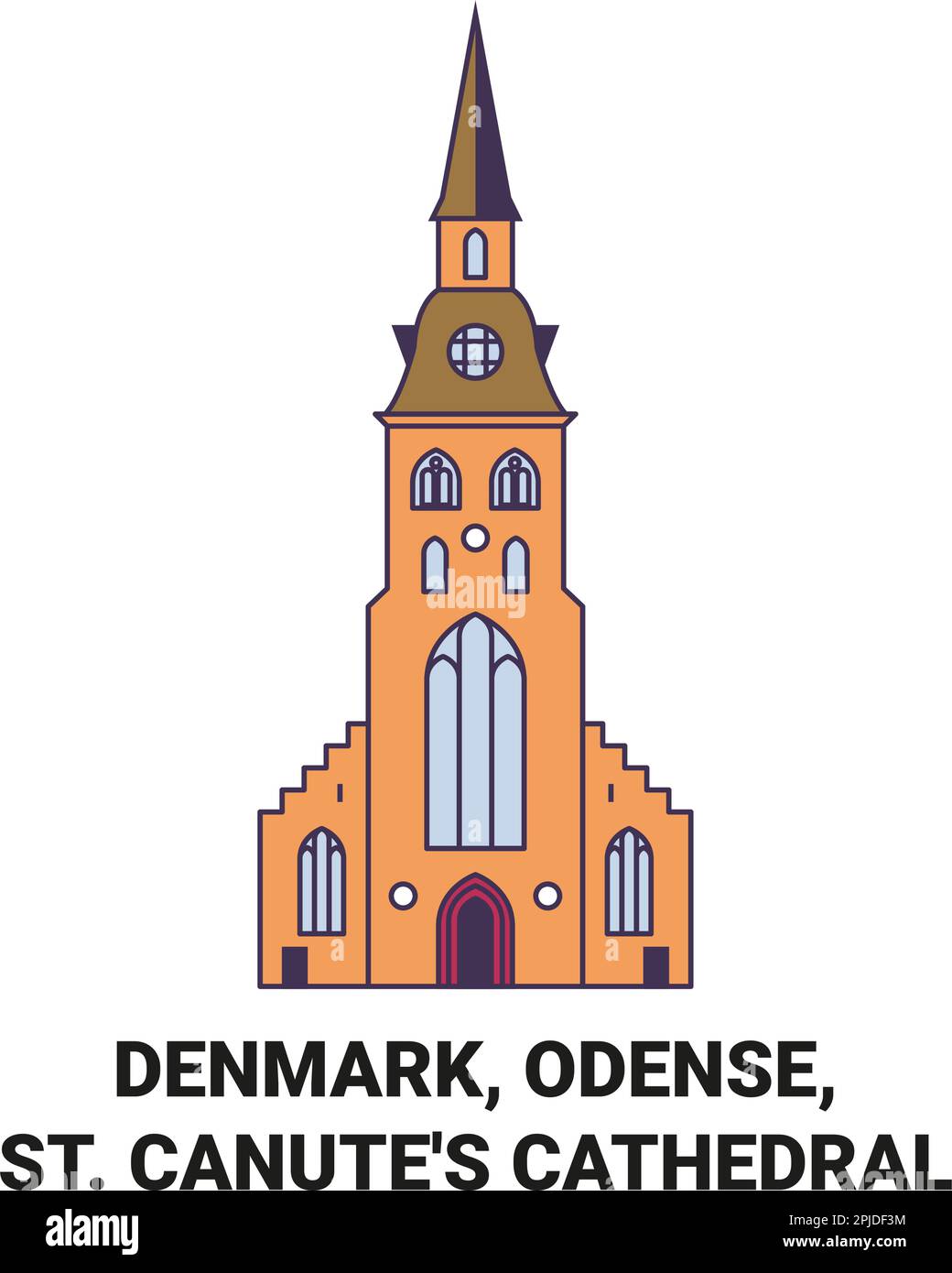 Denmark, Odense, St. Canute's Cathedral travel landmark vector illustration Stock Vector Image ...