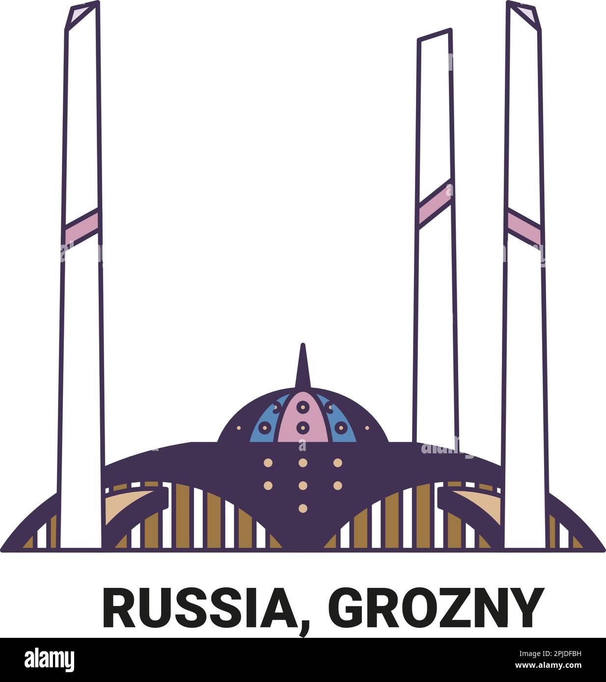 Russia, Grozny, travel landmark vector illustration Stock Vector Image ...