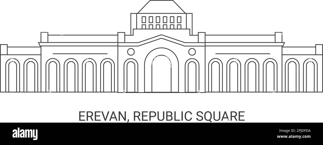 Armenia, Erevan, Republic Square, travel landmark vector illustration ...