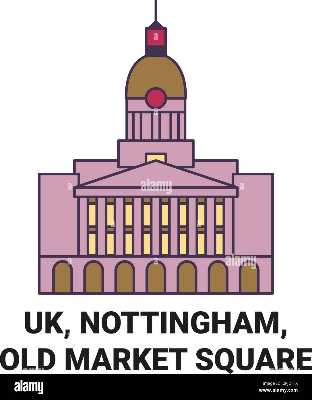 England, Nottingham, Old Market Square travel landmark vector ...