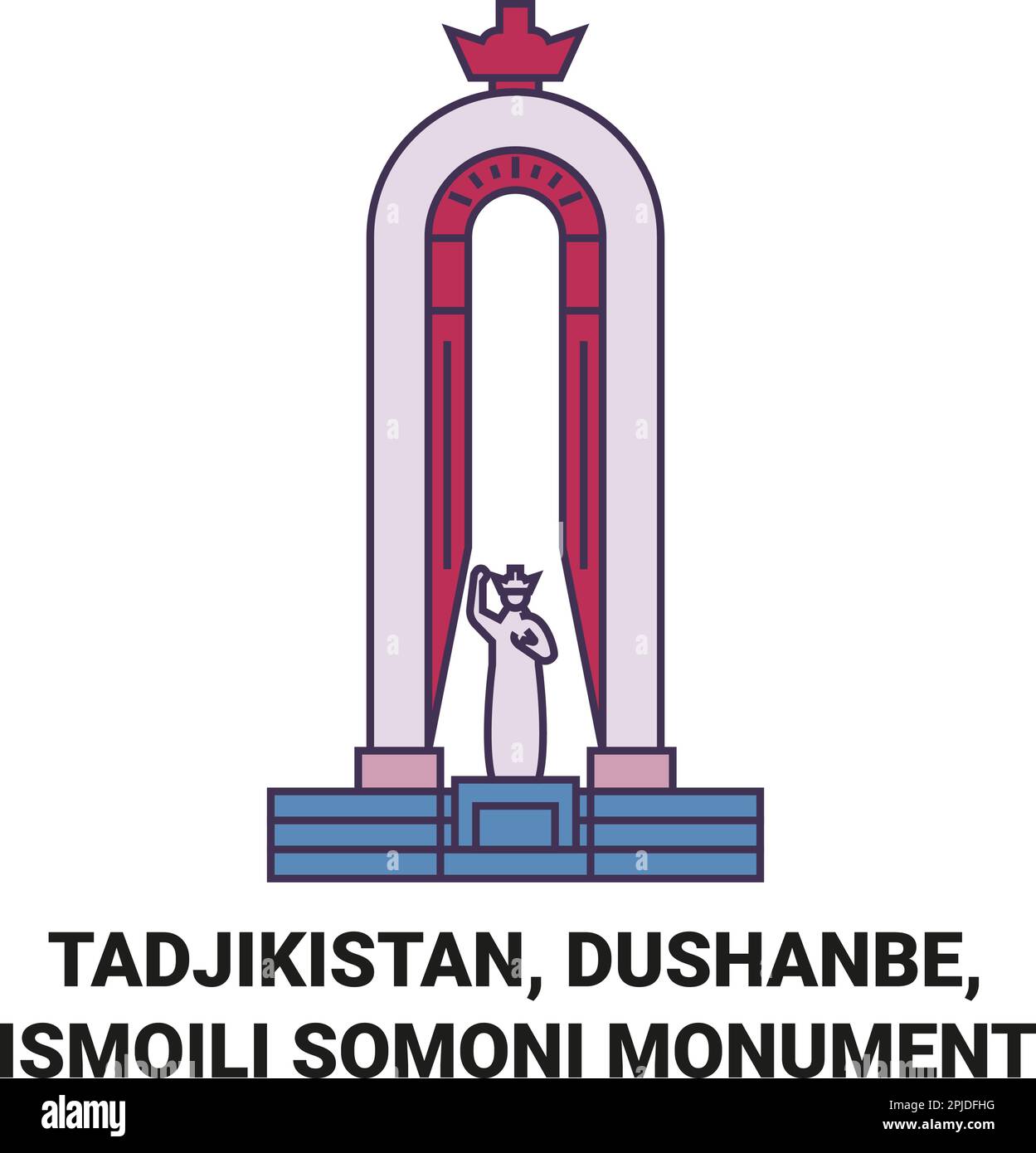 Tadjikistan, Dushanbe, Ismoili Somoni Monument travel landmark vector ...