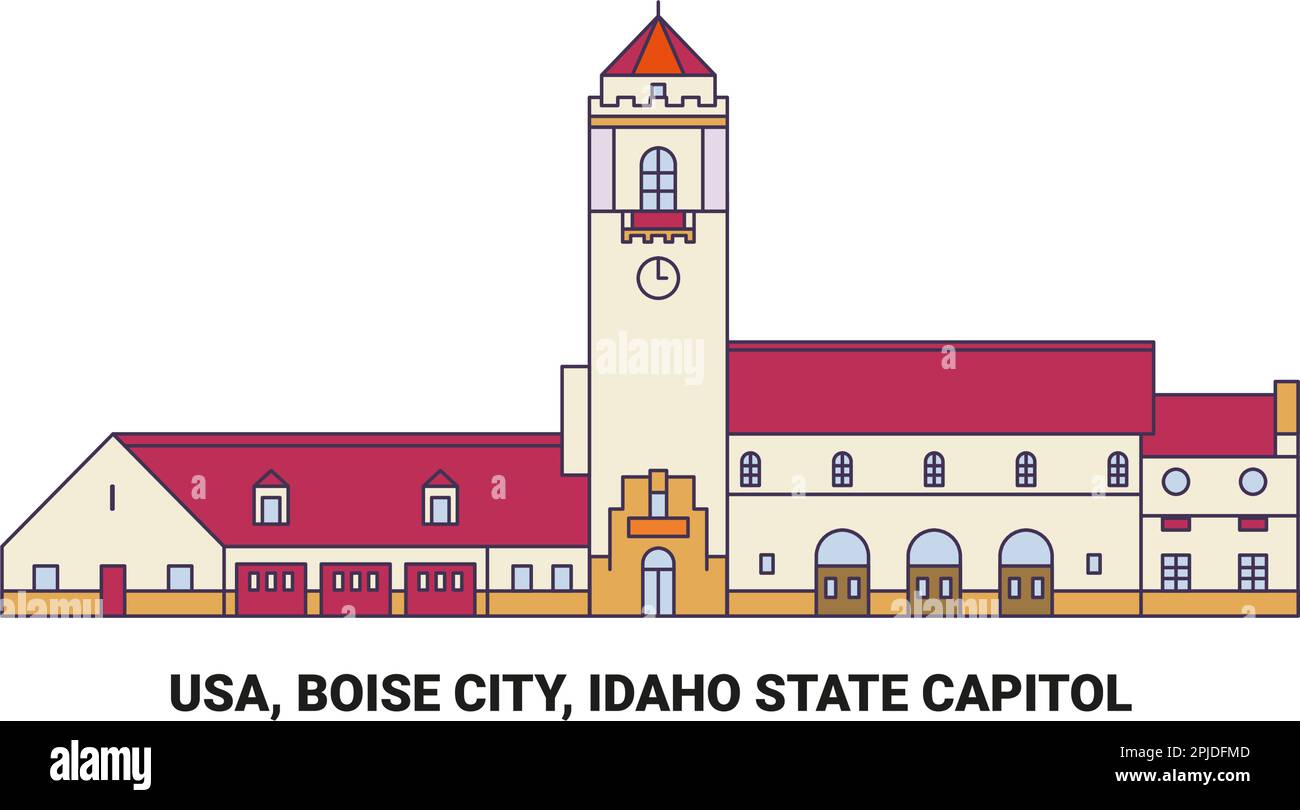 Usa, Boise City, Idaho State Capitol, travel landmark vector ...