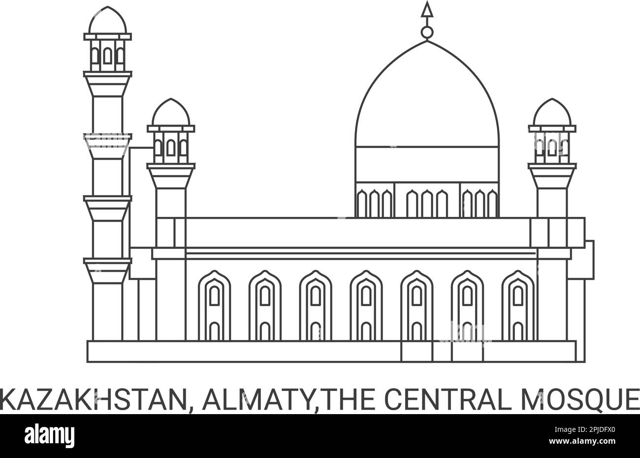Kazakhstan, Almaty,The Central Mosque, travel landmark vector ...